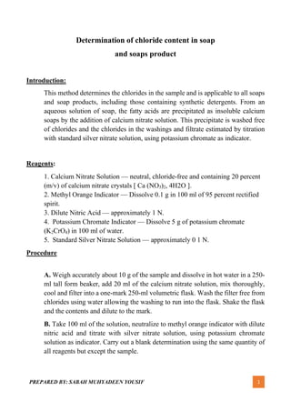 Determination of chloride content in soap | PDF