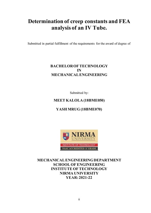 Determination of creep constants and FEA analysis of an IV tube.pdf
