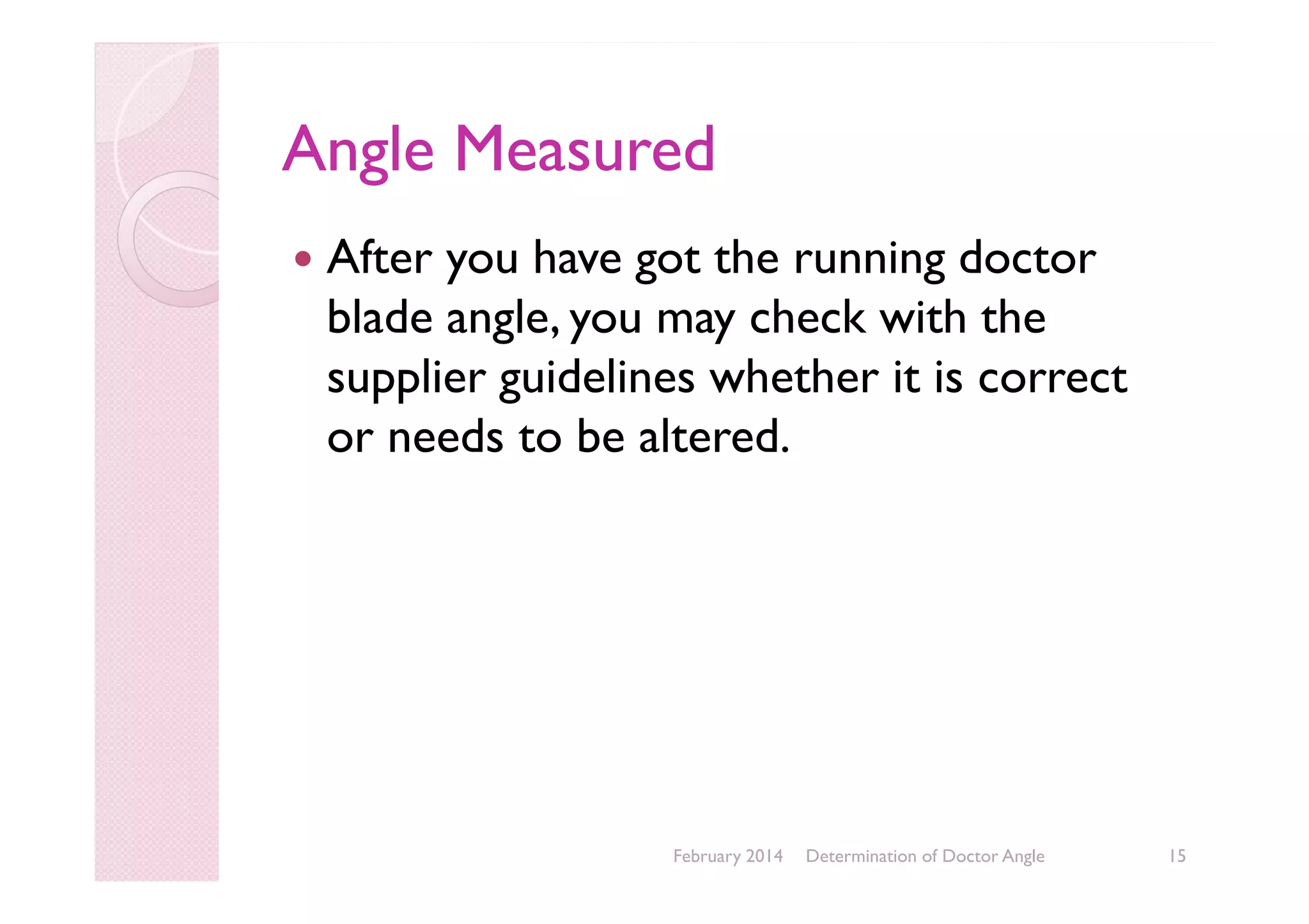 Determination of doctor angle | PDF