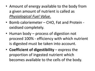 Determination of Energy Value – Physiological Fuel Value.ppt