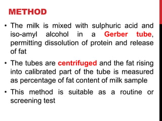 Determination of fat in milk | PPTX