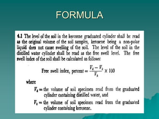 Determination of free swell index of soils | PPTX
