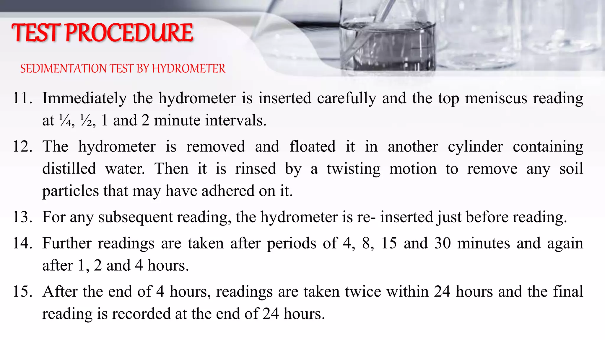 Determination of grain size analysis by hydrometer test | PPTX