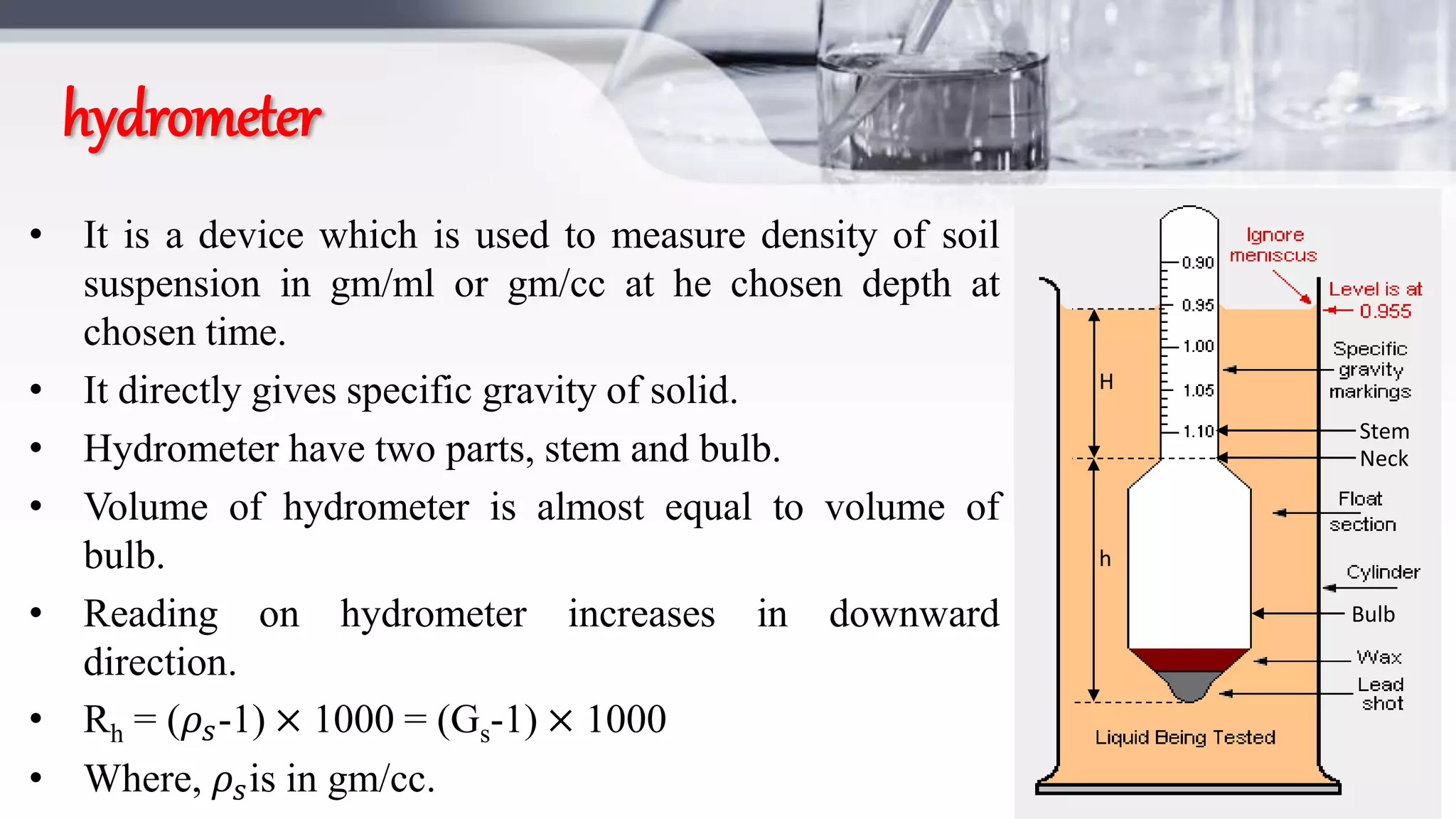 Determination of grain size analysis by hydrometer test | PPTX