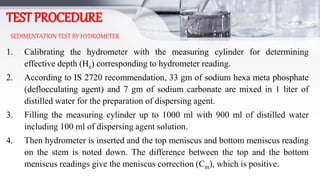 Determination of grain size analysis by hydrometer test | PPTX