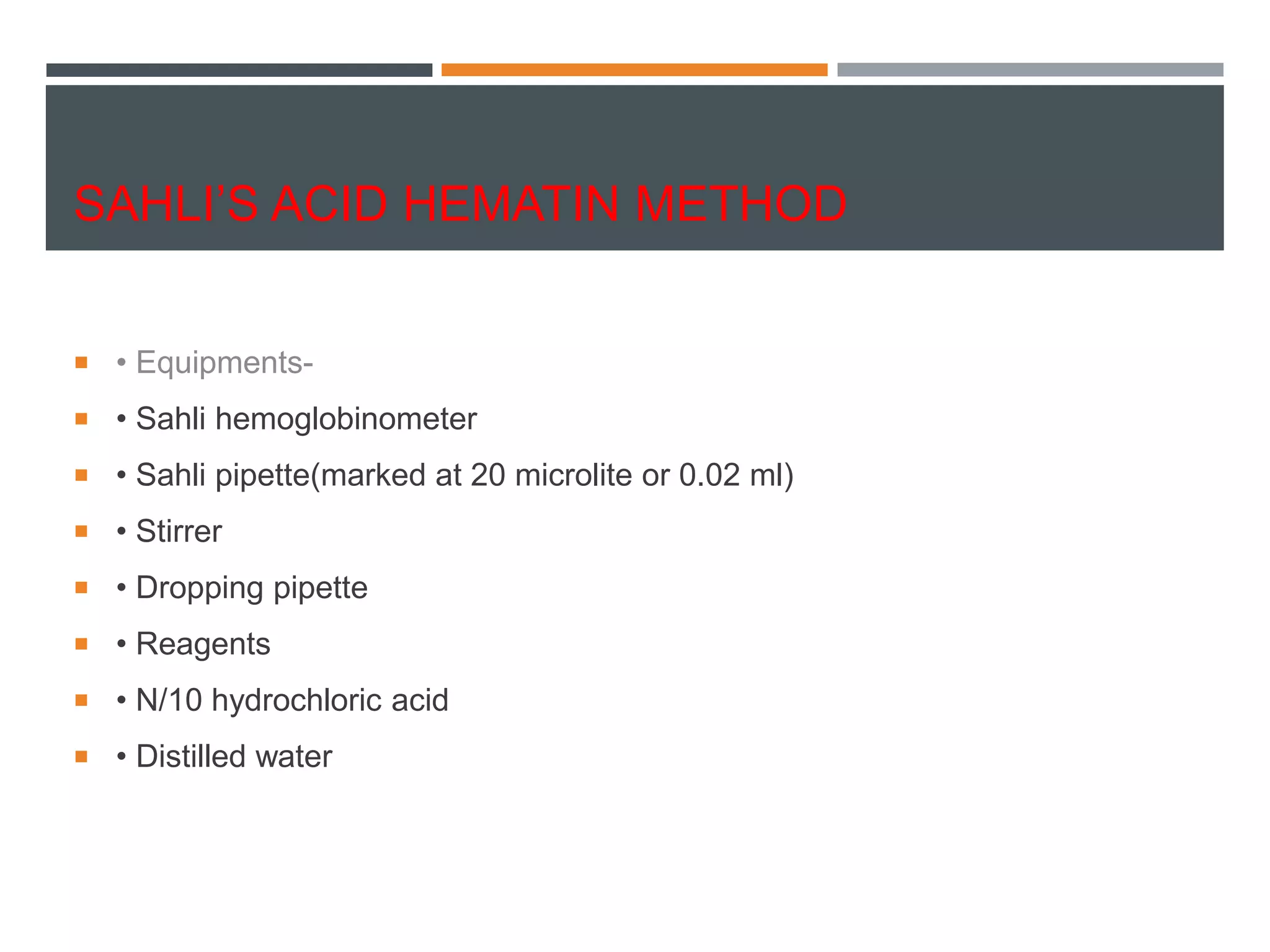 Determination of hemoblobin by acid hematin method by Prof. Dr ...