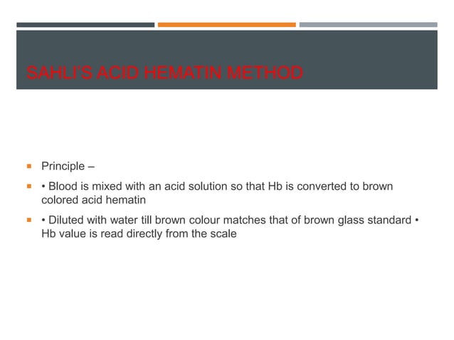 Determination of hemoblobin by acid hematin method by Prof. Dr ...