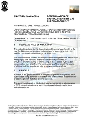 Determination of Hydrocarbons in Anhydrous Ammonia By Gas ...