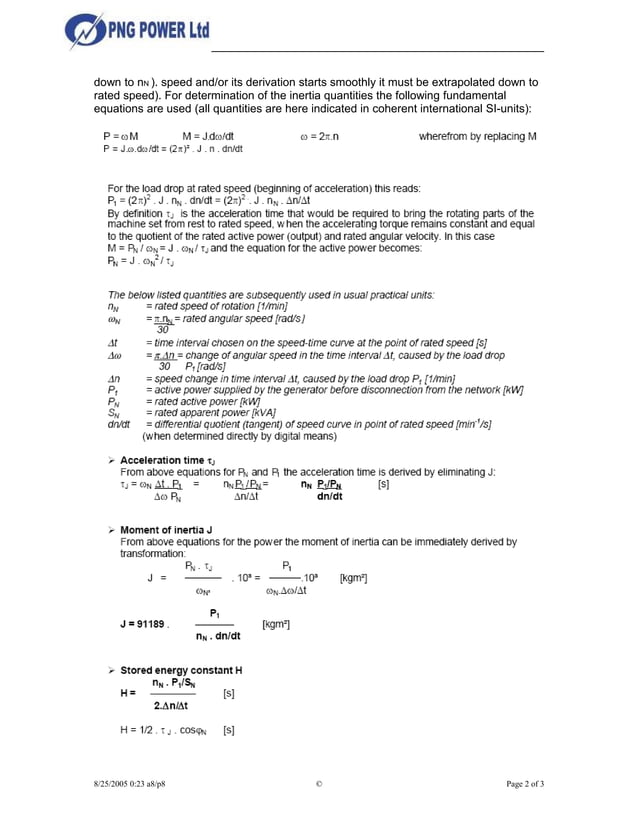 Determination Of Inertia By Load Rejection Doc