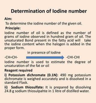 Determination of iodine number in oil | PPTX