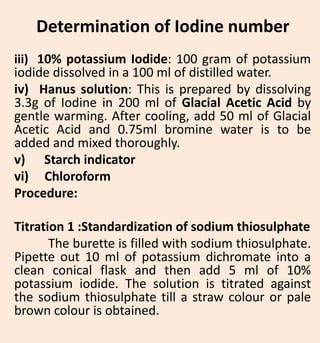 Determination of iodine number in oil | PPTX