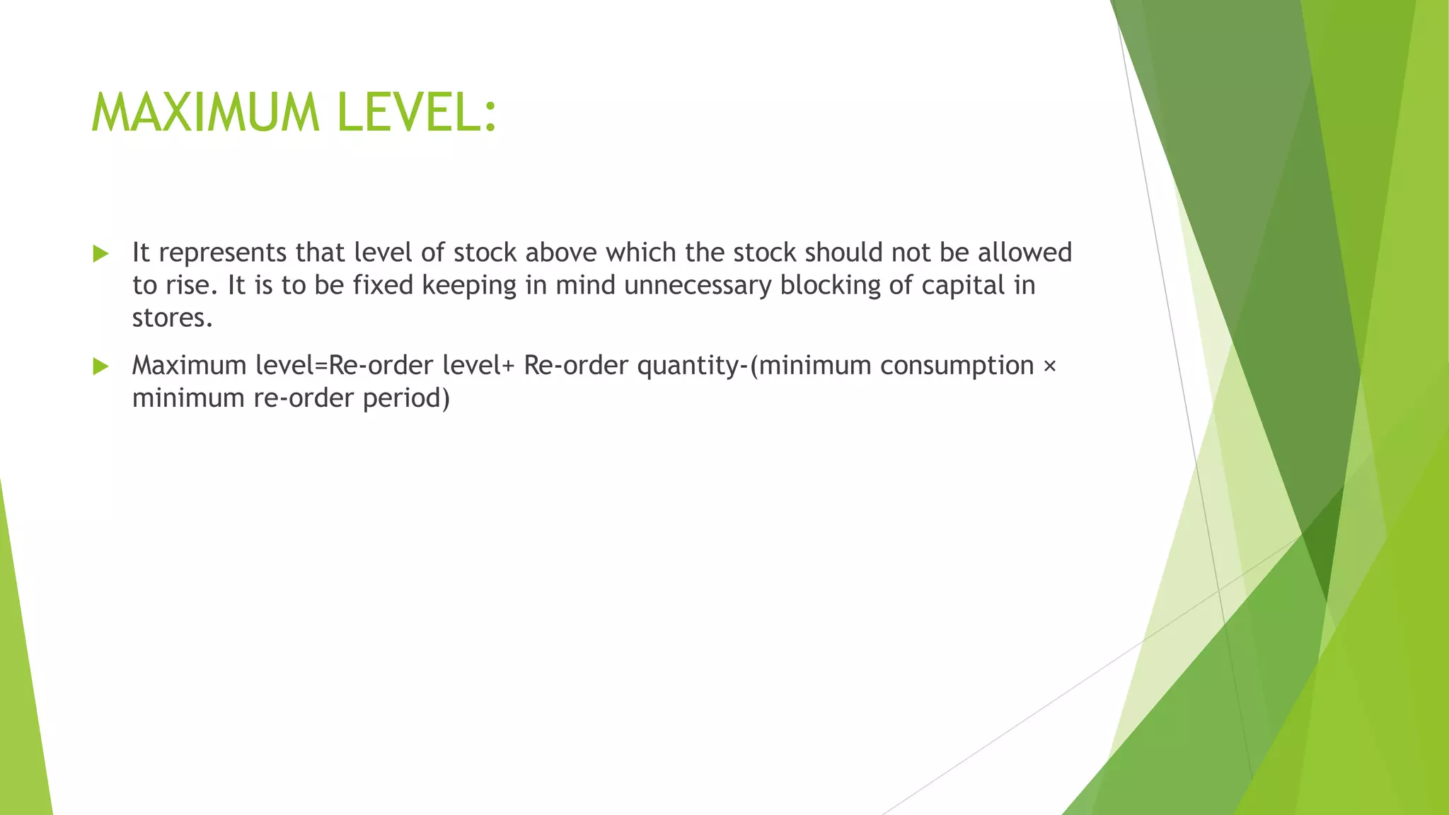 Determination of material levels and stock levels | PDF