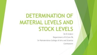 Determination of material levels and stock levels | PDF
