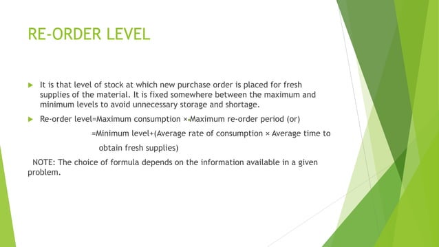 Determination of material levels and stock levels | PDF