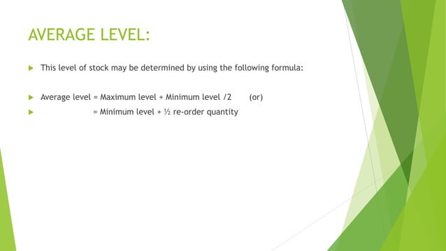 Determination of material levels and stock levels | PDF
