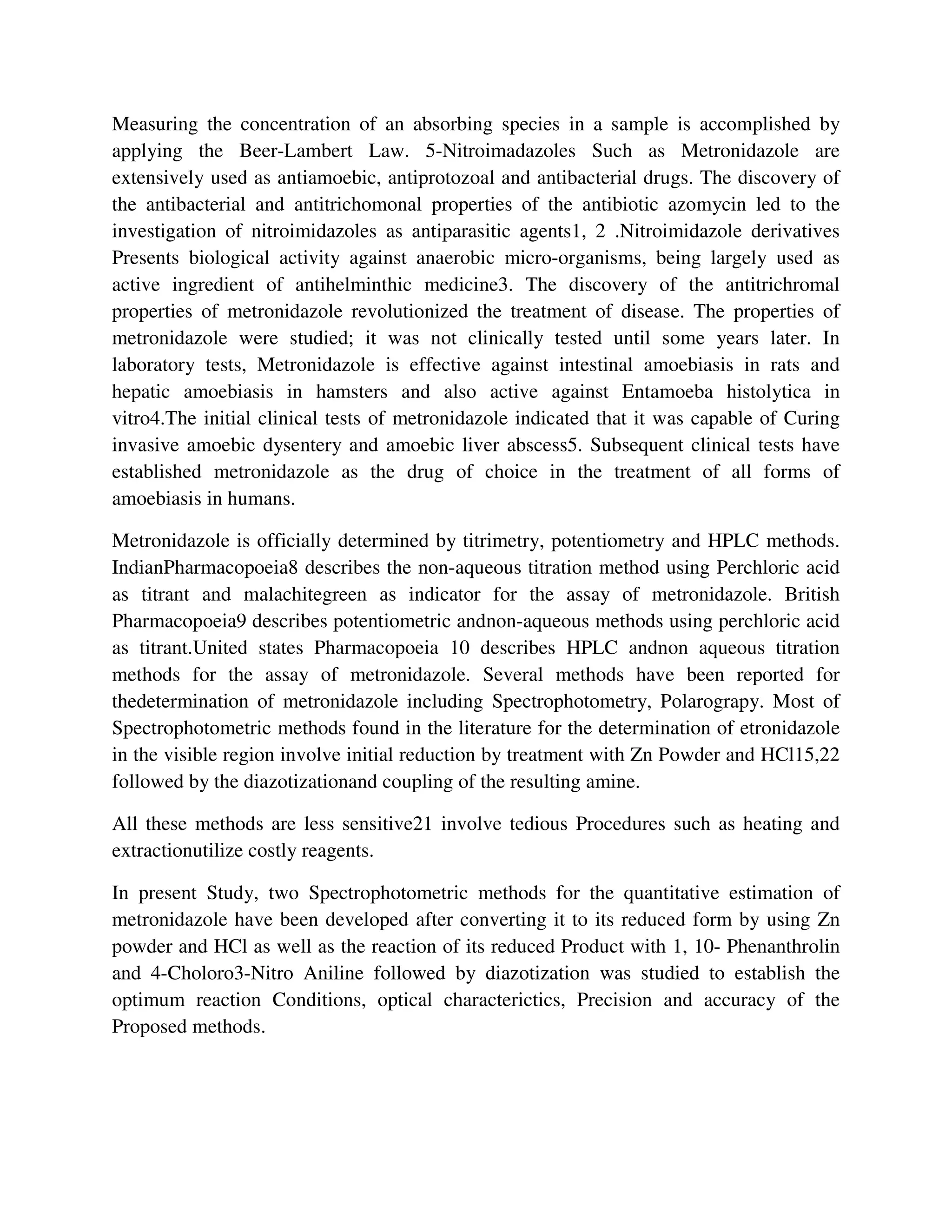 Determination of metronidazole from the solid dosage form | PDF