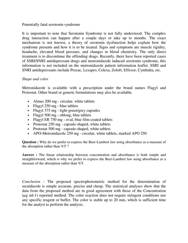 Determination of metronidazole from the solid dosage form | PDF
