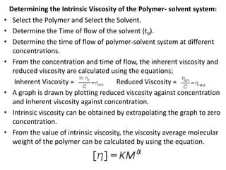 Determination of molecular weight of polymers by visometry | PPTX