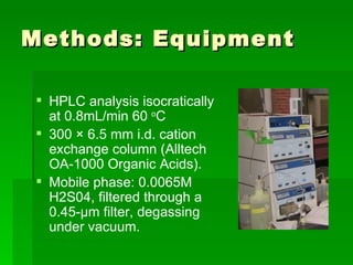Determination of Organic Acids in Cheese by HPLC Methods | PPT