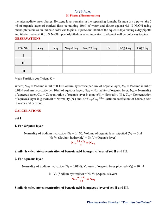 Determination of Partition coefficient of Known and Unknown drug.pdf ...