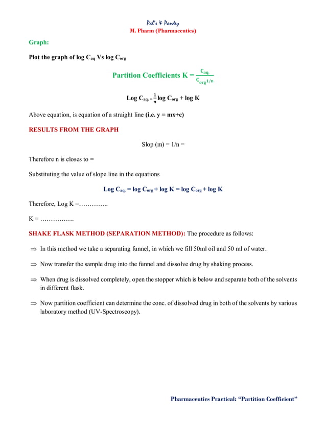 Determination of Partition coefficient of Known and Unknown drug.pdf | Chemistry | Science