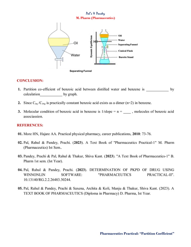 Determination of Partition coefficient of Known and Unknown drug.pdf ...