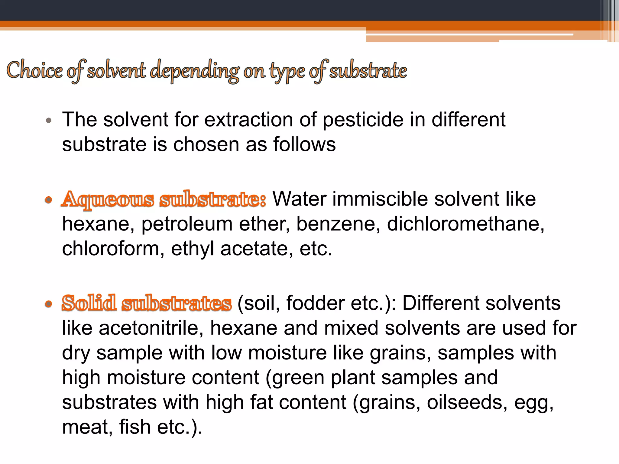 Determination of pesticides residue in grains,fruits, vegetables,milk ...