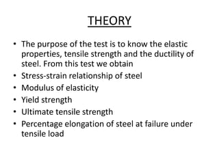 Determination of physical properties of steel, ductility etc | PPTX