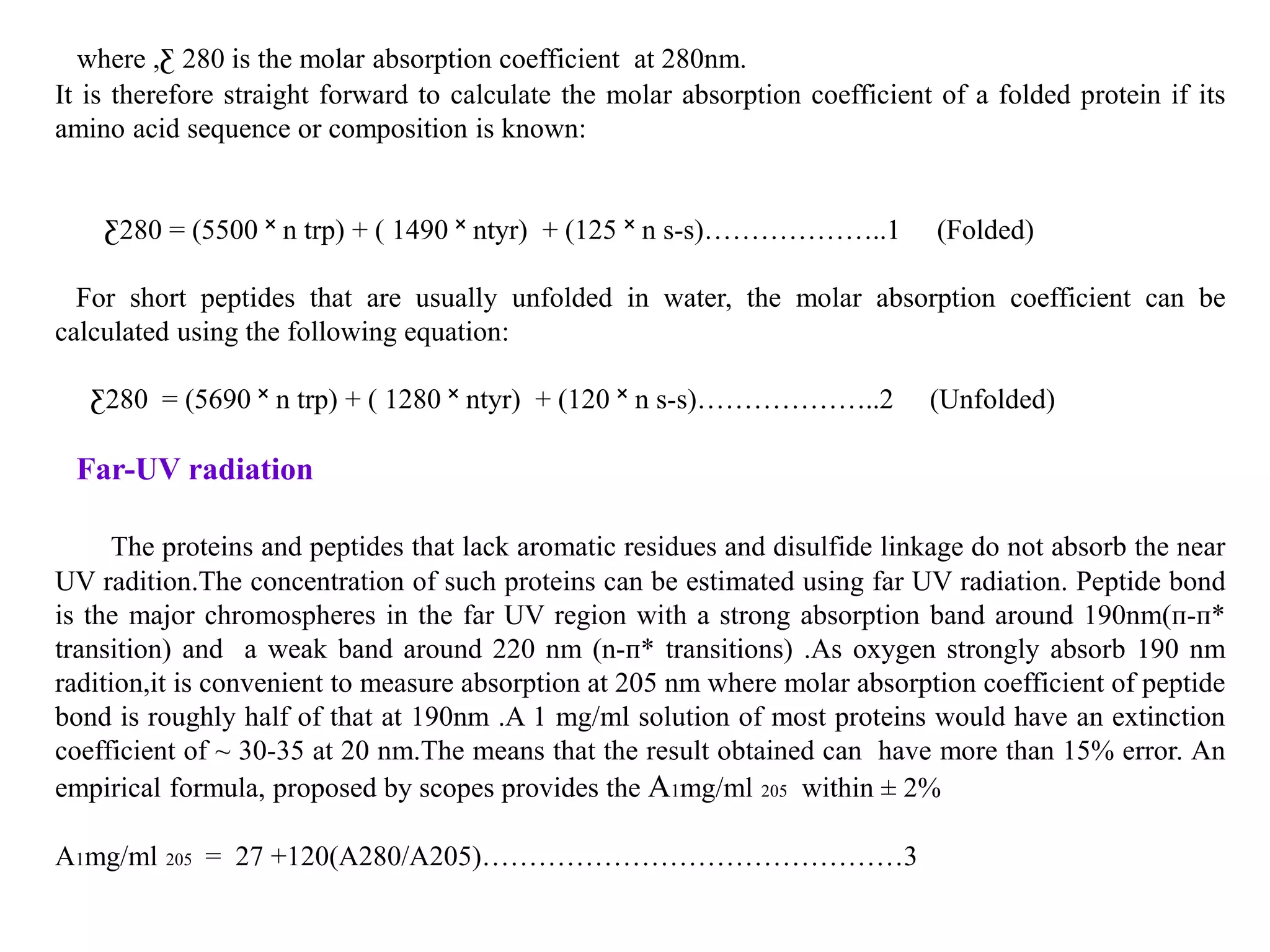 Determination of protein concentration by ultraviolet spectroscopy | PPTX