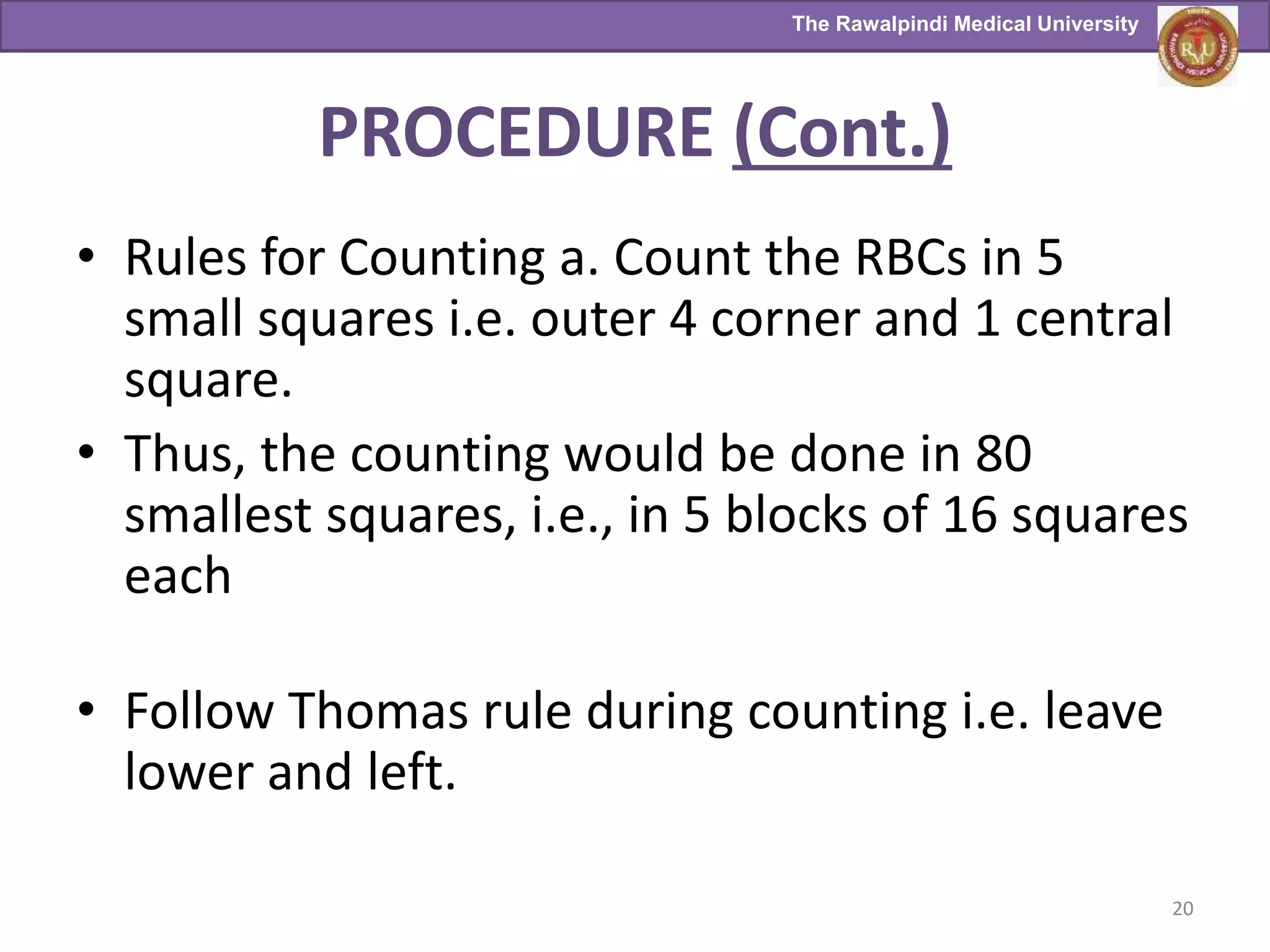 determination of RBC Count.pptx | Blood Disorders | Diseases and Conditions