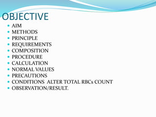 Determination of rbc count by Pandian M | PPT