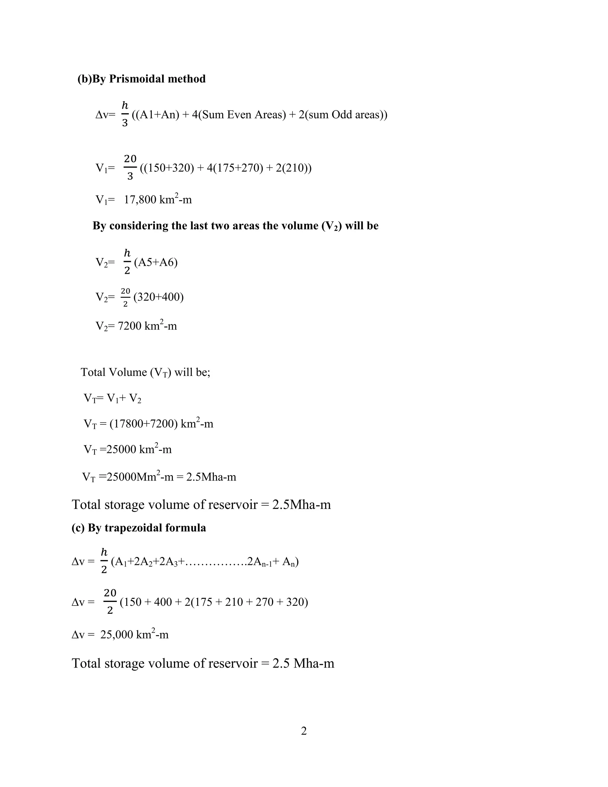 Determination of reservoir storage capacity | PDF