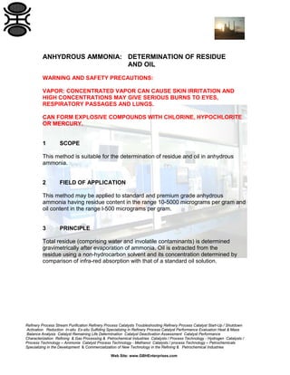 Determination of Residue and Oil in Anhydrous Ammonia | PDF