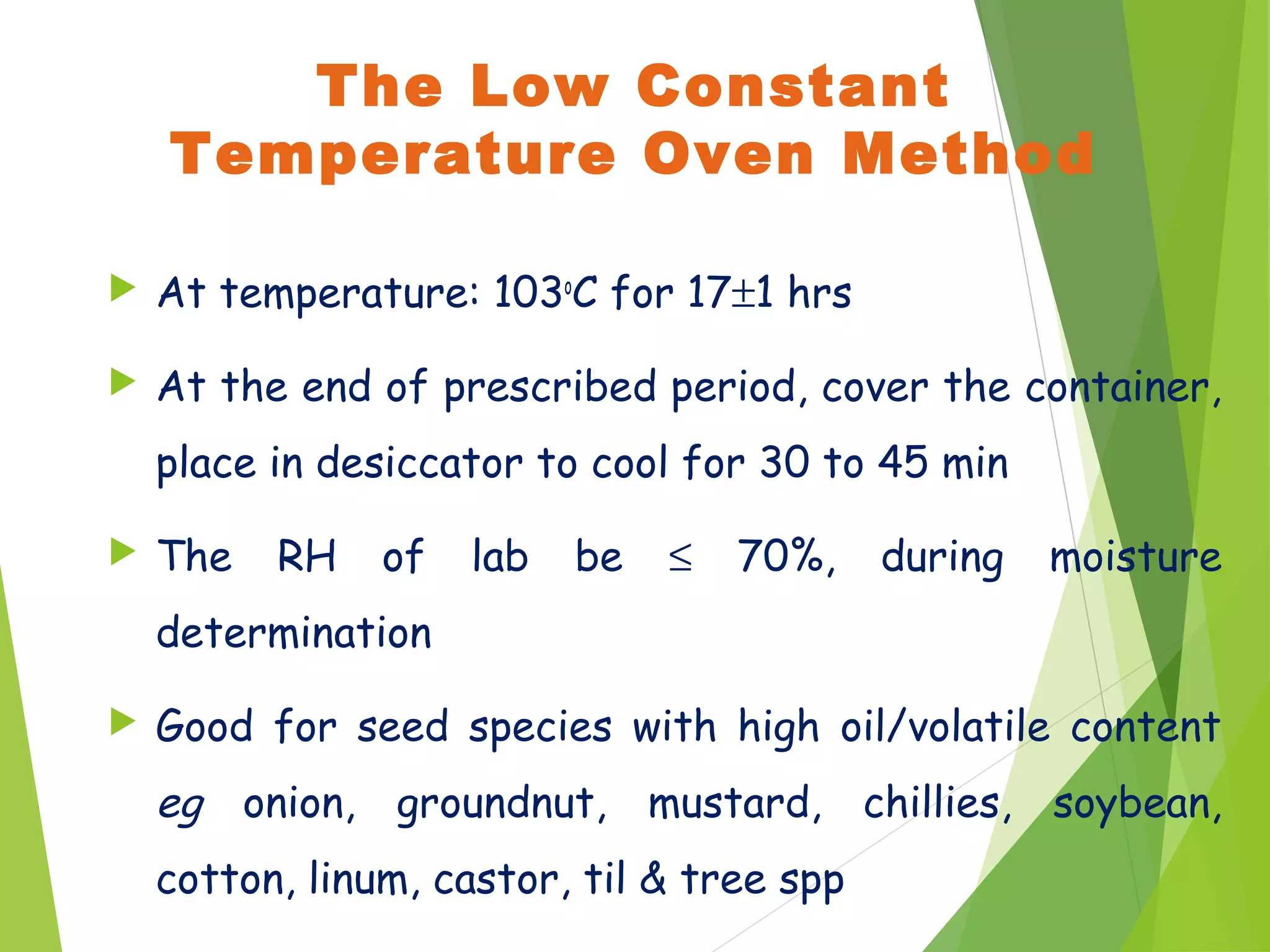 Determination of seed moisture content | PPT