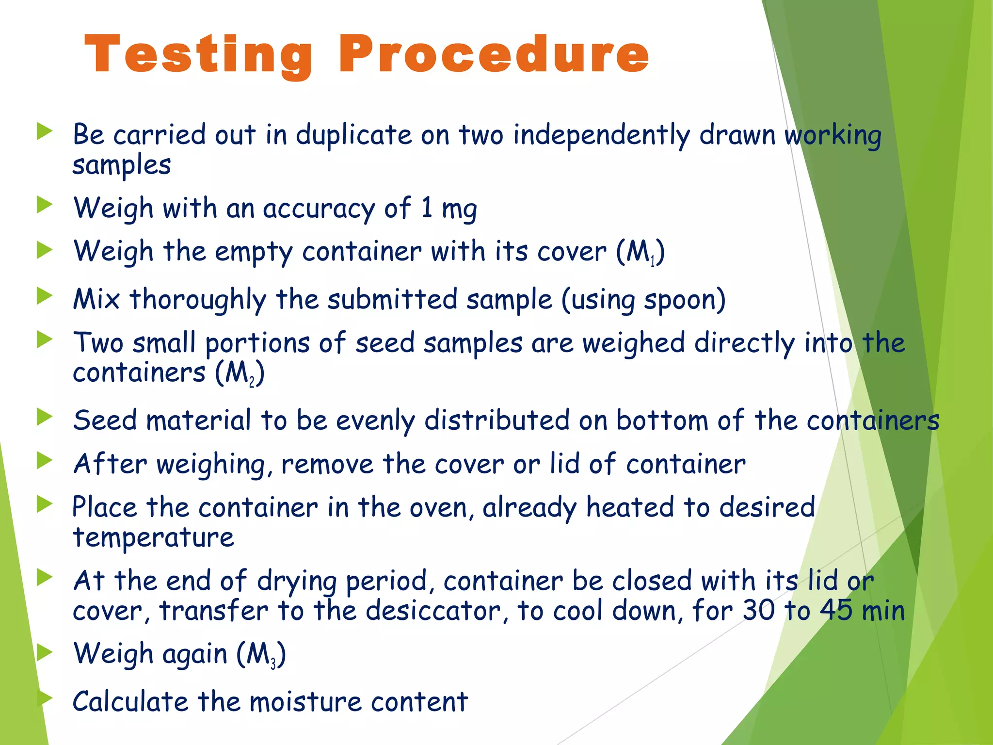 Determination of seed moisture content | PPT