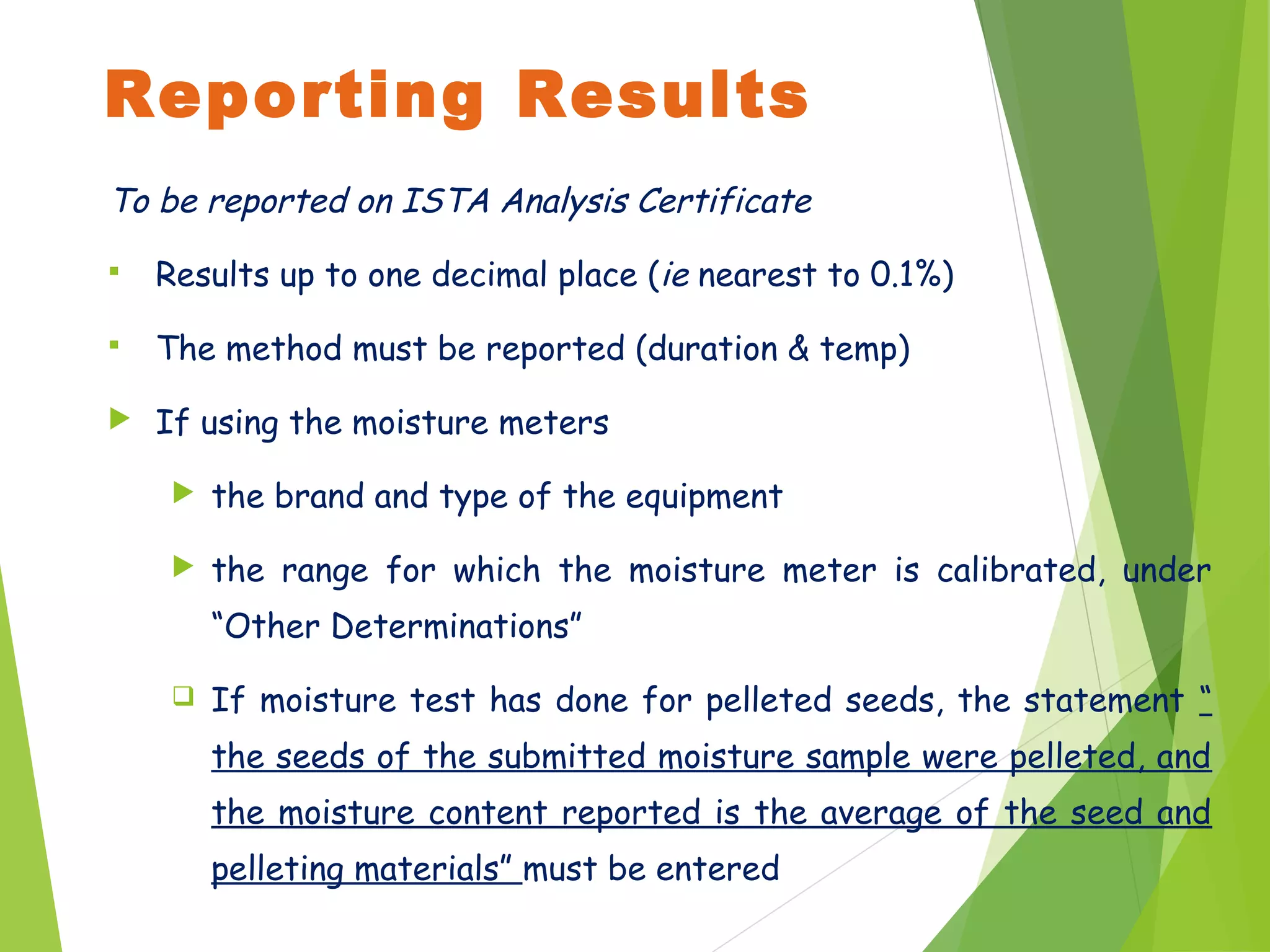 Determination of seed moisture content | PPT