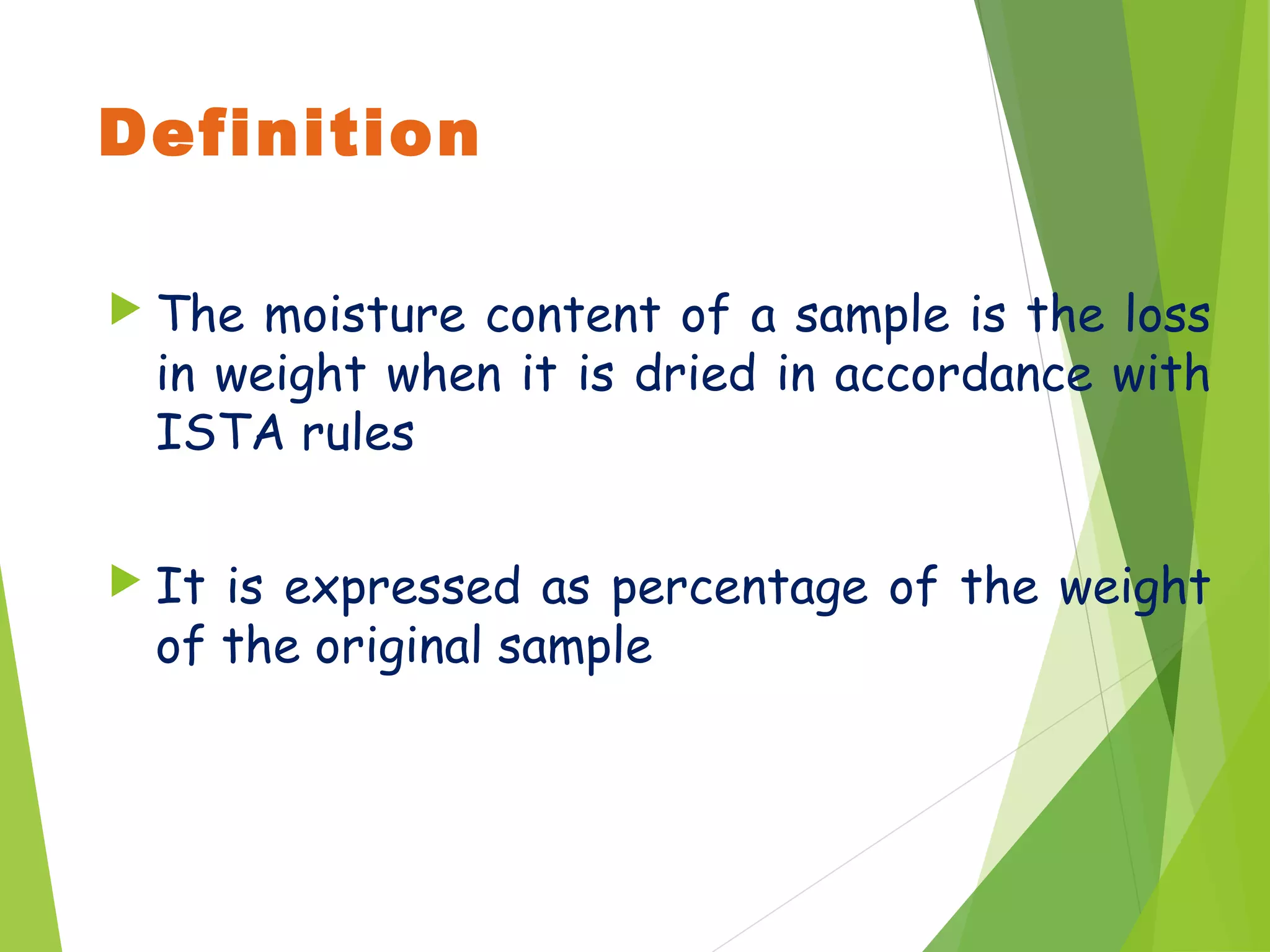 Determination of seed moisture content | PPT