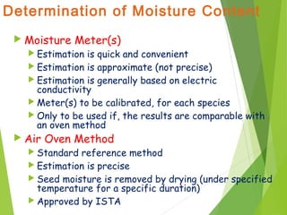 Determination of seed moisture content | PPT