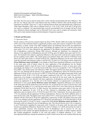 Determination of soil p for optimum durum wheat production in ada抋 ...