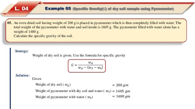 Determination of specific gravity