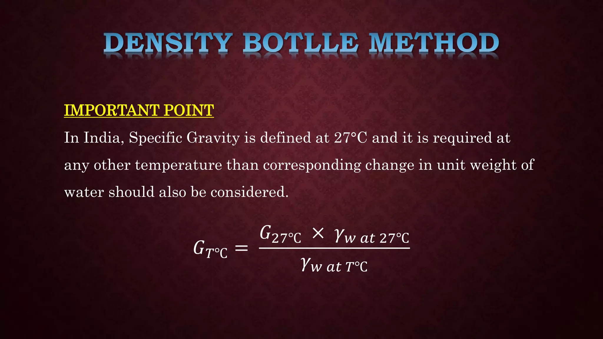 Determination of specific gravity of soil | PPTX