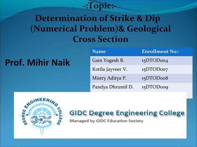 Determination of strike and dip and geological cross section | PPT