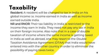 Determination of tax incidence and residential status. | PPTX