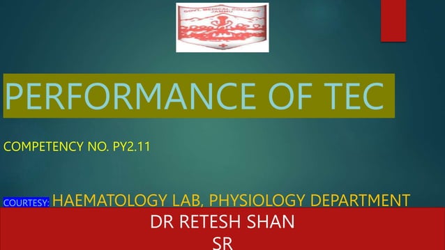 Determination of TEC total erythrocyte count | PPT