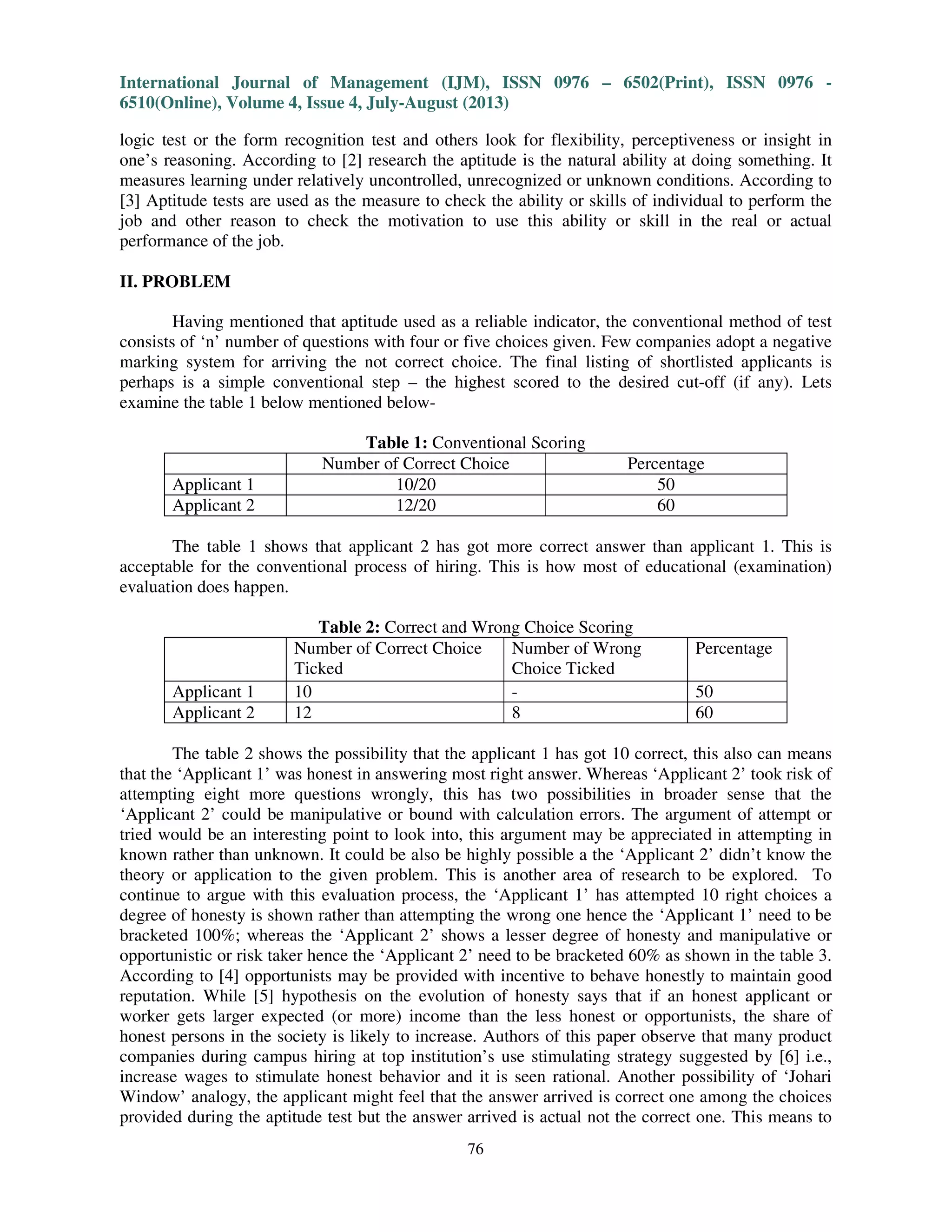 Determination of the effectiveness of aptitude test to improve ...