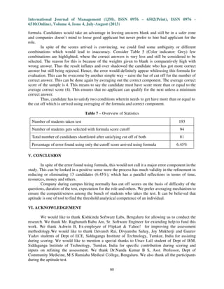 Determination of the effectiveness of aptitude test to improve ...