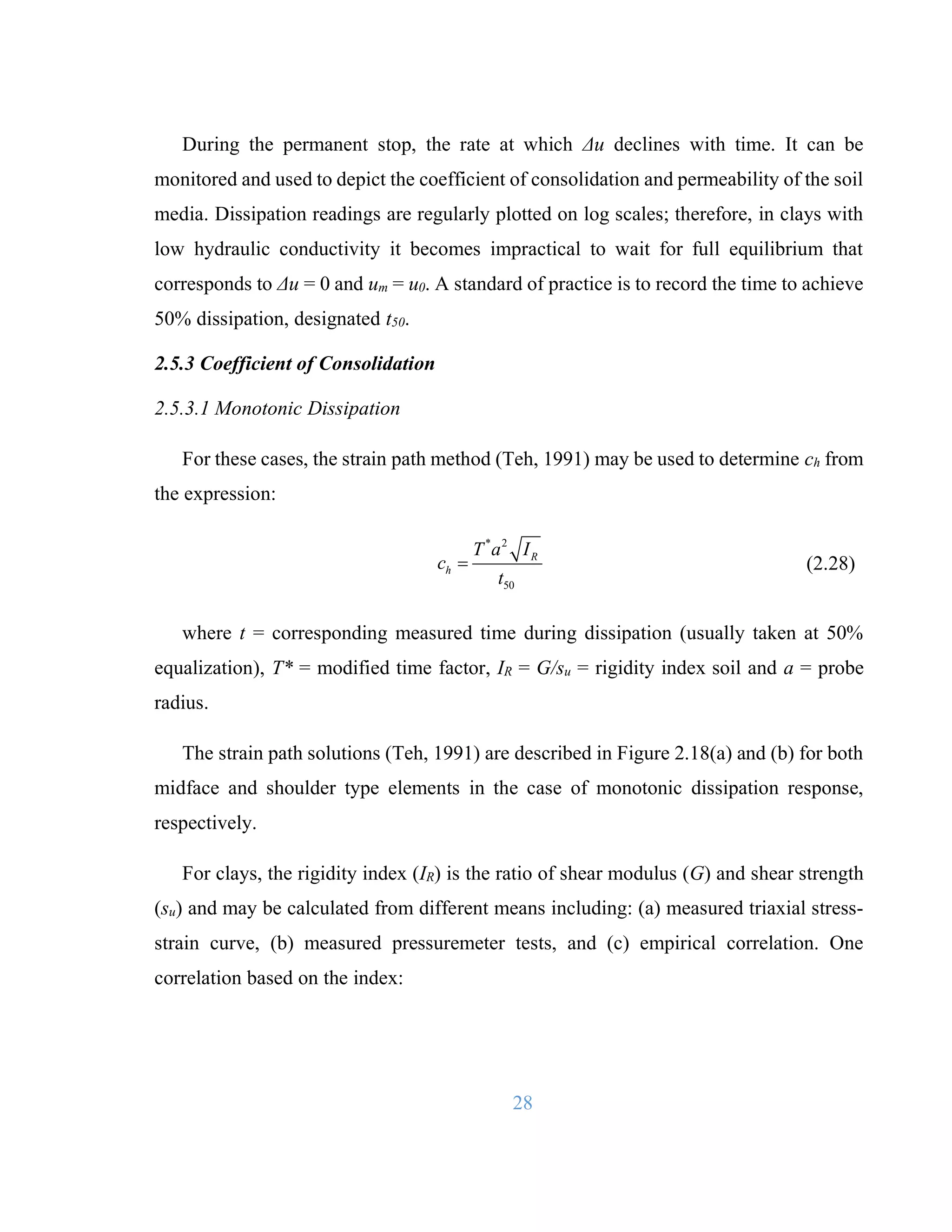 Determination Of The Horizontal Radial Coefficient Of Consolidation By From Oedometer Test