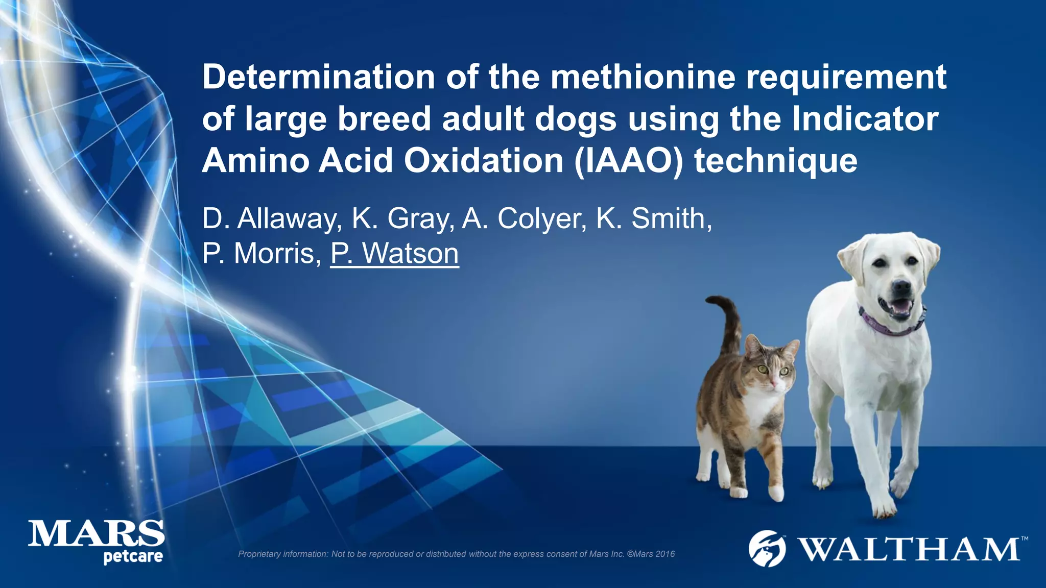 Determination of the methionine requirement of large breed adult dogs ...