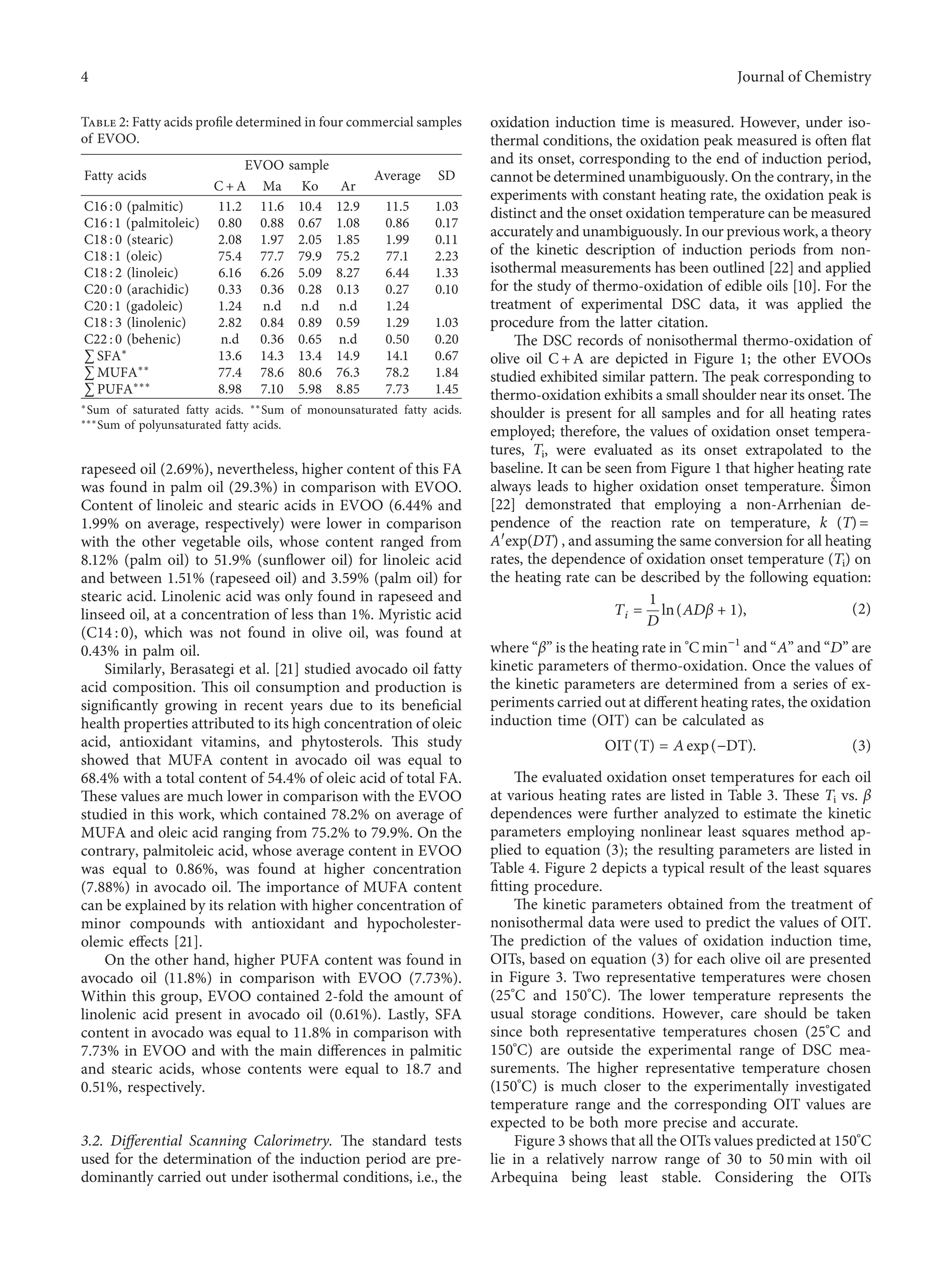 Determination of the Thermal Oxidation Stability and the Kinetic Parameters of Commercial Extra ...
