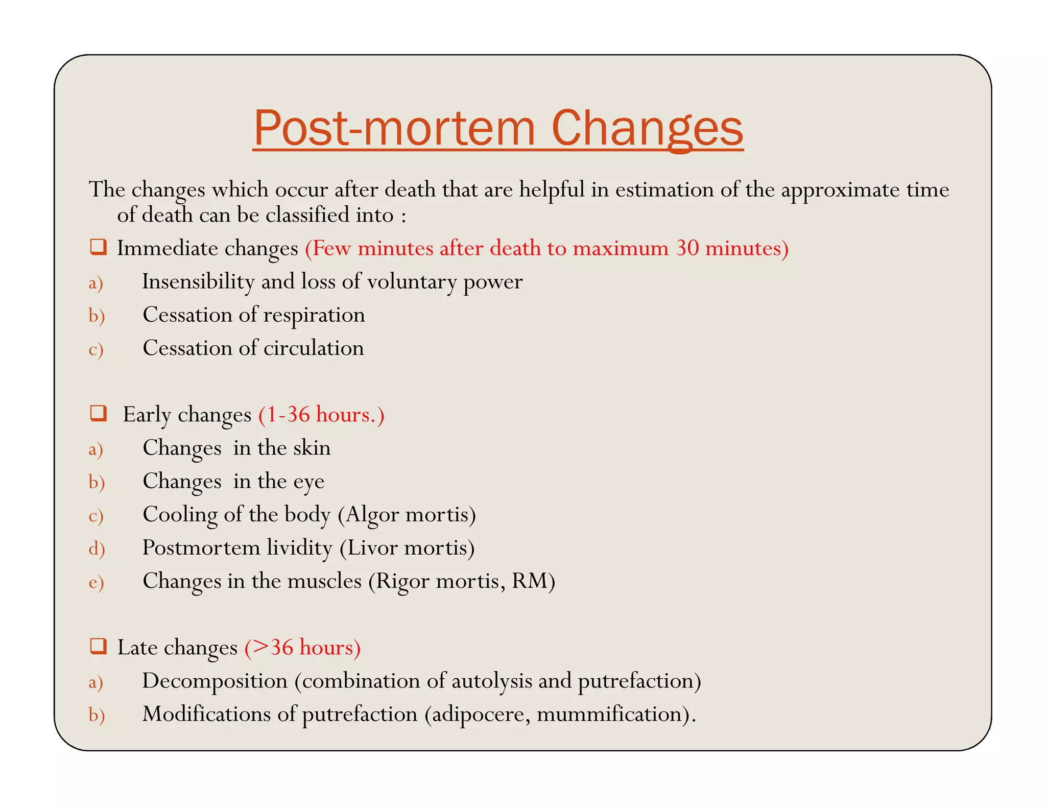 Determination of time since death/ postmortem time interval | PDF